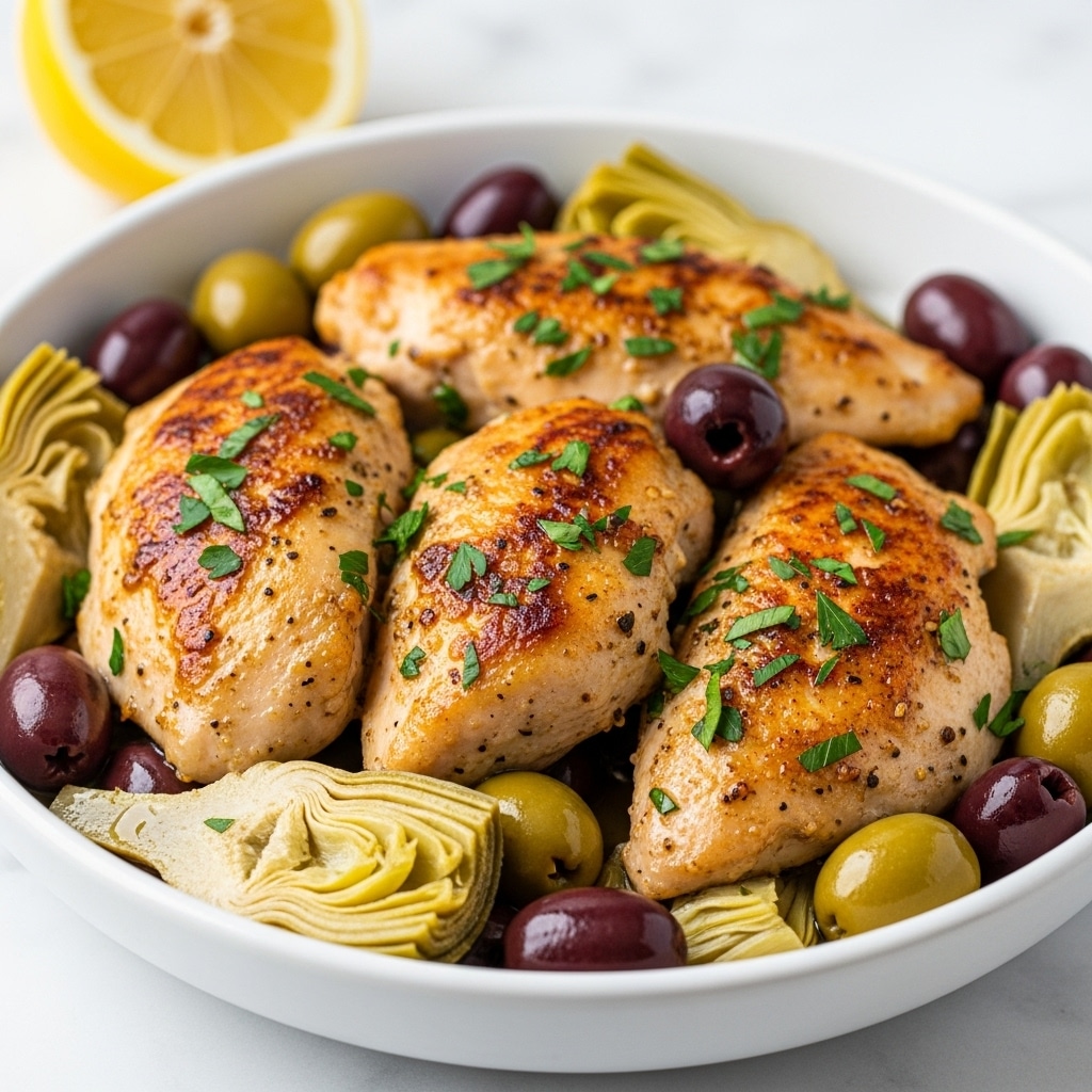 Mediterranean Lemon Chicken with Artichokes and Olives – Delicious & Easy